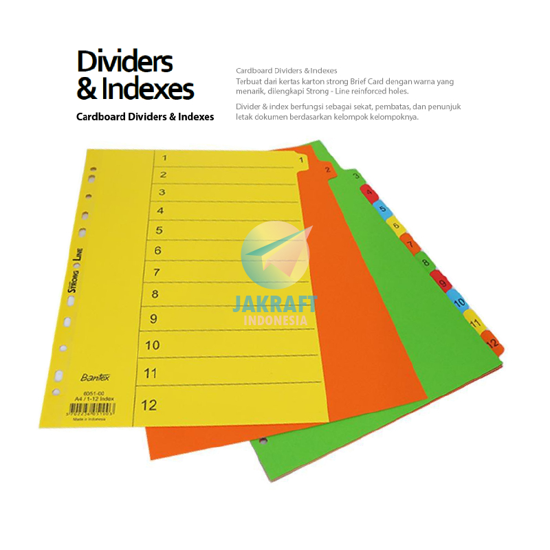 Jual (1 Set) Divider Pembatas Kertas Dokumen Binder Ordner BANTEX 6051 ...