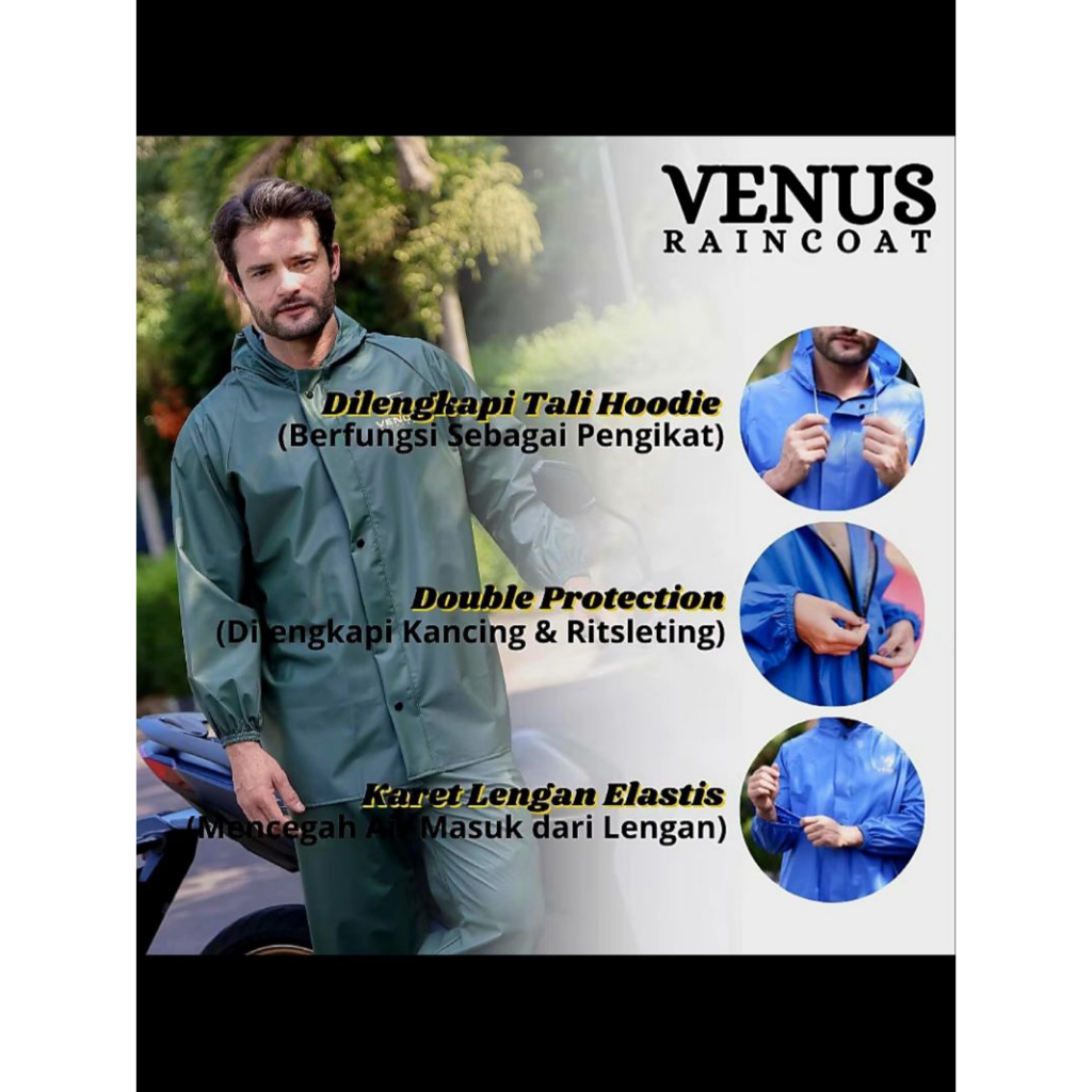Jual Jas Hujan Mantel Pria dan Wanita Tebal Anti Rembes Bahan Pvc 0,25 Merk Venus Kuat dan Awet ...