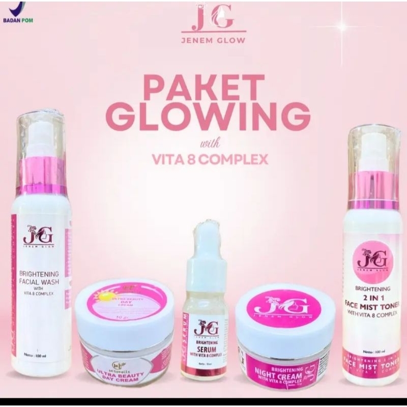 Jual JNEM GLOW PAKET BRIGHTENING - Skincare Jenem glow By. Inem daster ...