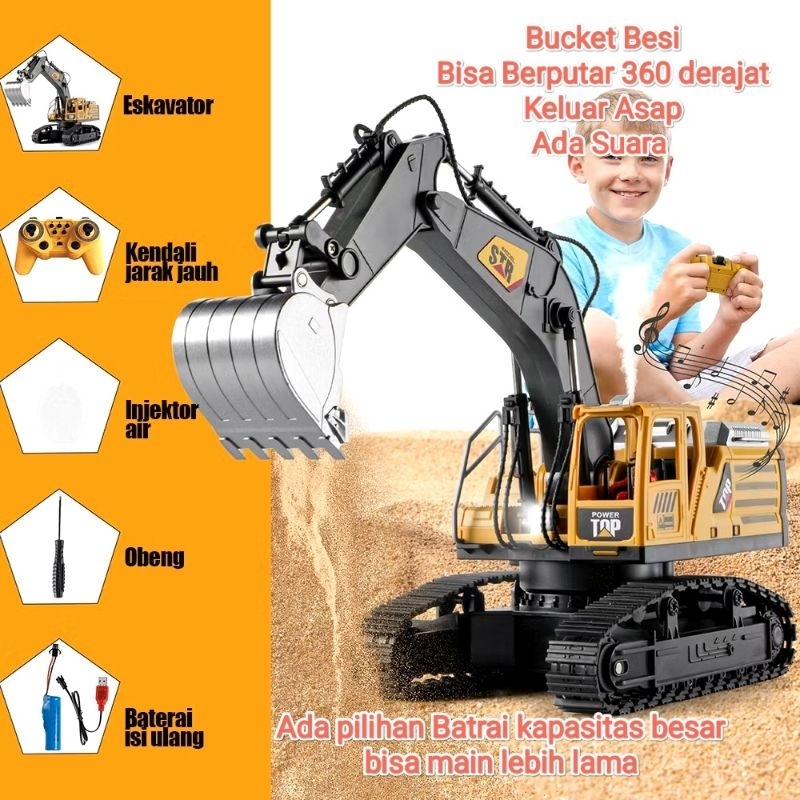 Jual Rc Beko bucket Besi rc ekcavator 14 channel saluran skala 1:14 ...