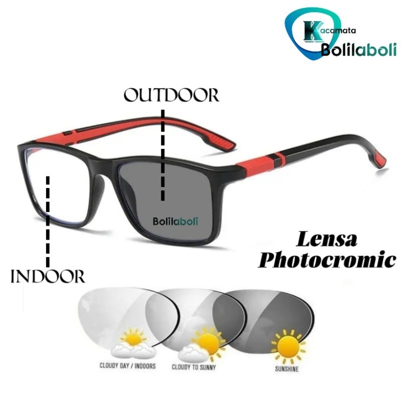 Jual Kacamata Baca Lensa Plus Photocromic (Berubah warna Hitam ...