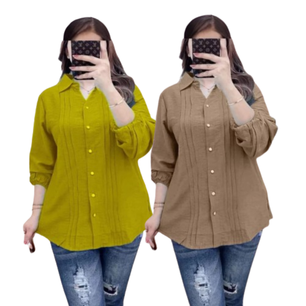 Jual Baju Atasan Wanita Terbaru Kemeja Cewek Polos Lengan Panjang ...