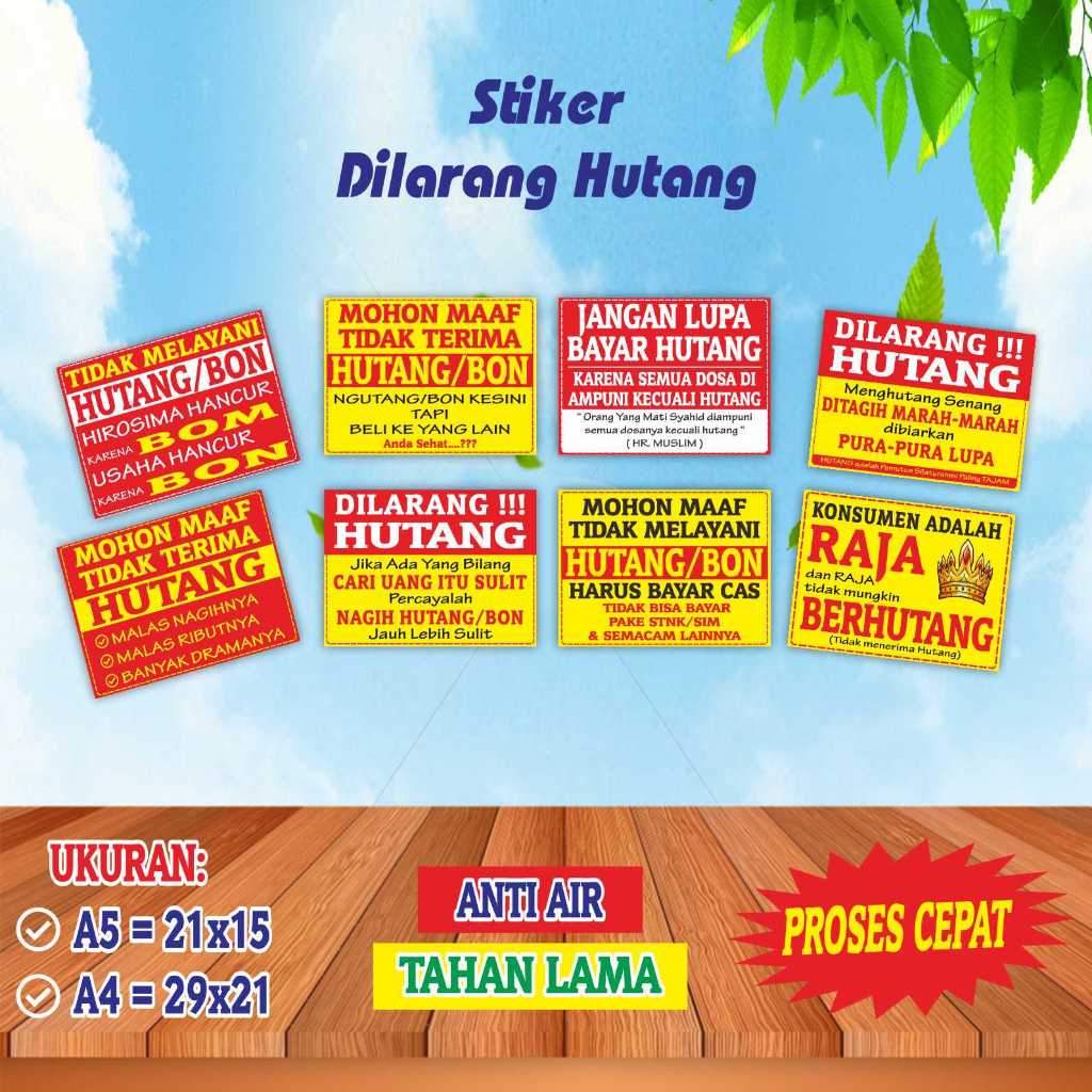 Jual STIKER DILARANG HUTANG TIDAK MENERIMA HUTANG BON MURAH CUSTOM ...
