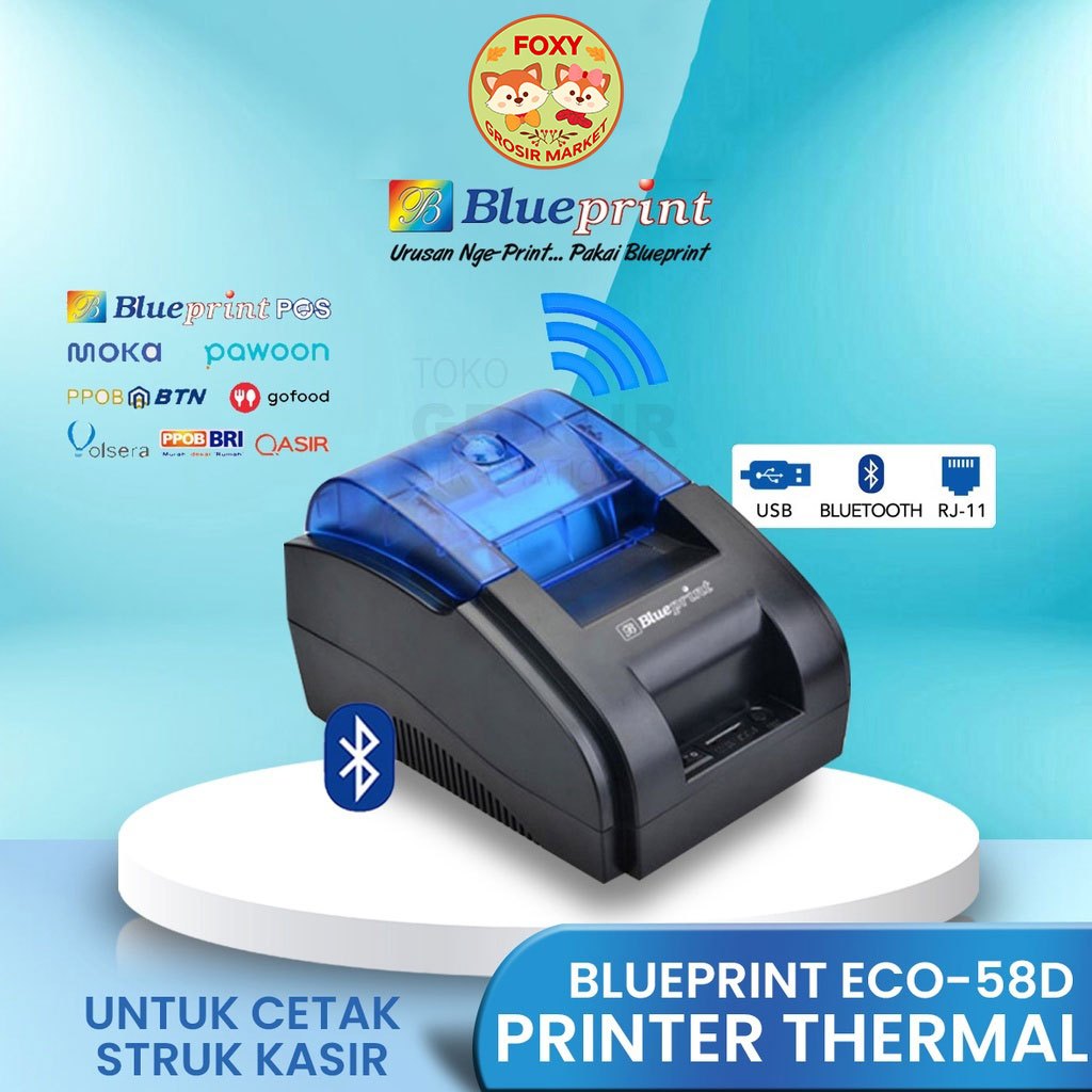 Jual Printer Bluetooth thermal kasir ECO 58D Blueprint ( USB + BT + RJ11 ) | Shopee Indonesia