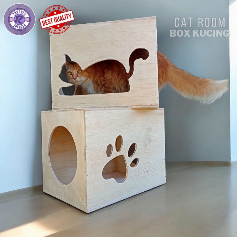 Jual [2 BOX] BOX KUCING KAYU ESTETIK BAHAN MULTIPLEK 9MM HALUS ANTI ...