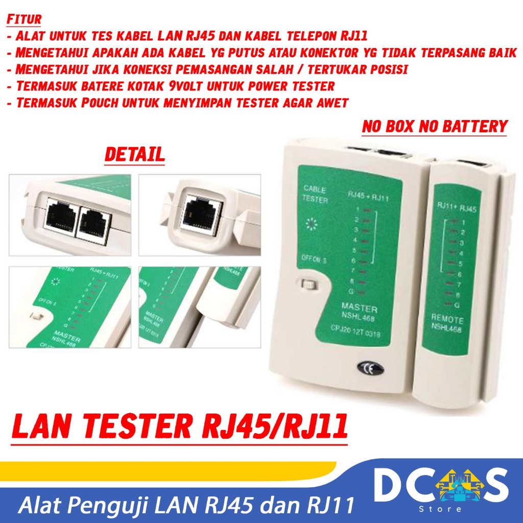 Jual Cable / Kabel Lan Tester Alat Penguji Kabel Lan RJ45 dan RJ11 ...