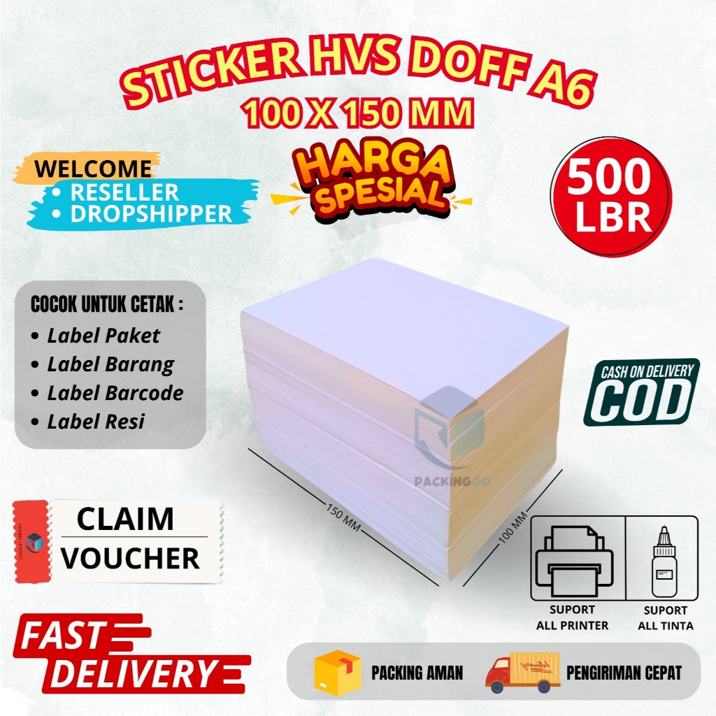 Jual STIKER HVS A6 DOFF / KERTAS STICKER UKURAN A6 | Shopee Indonesia