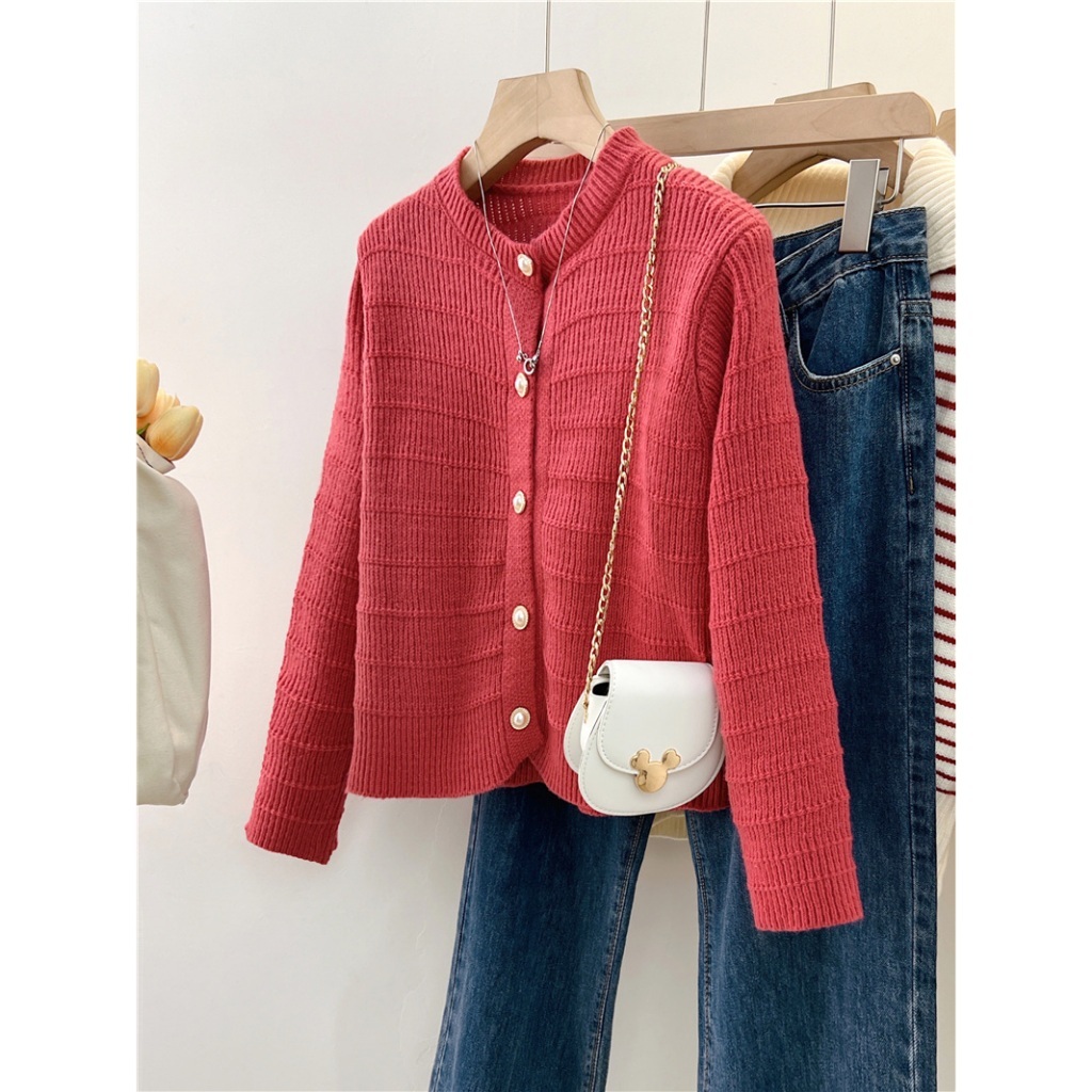 Jual seoul_print Cardigan Wanita Rajut Crop Premium Korean Style Lengan Panjang Kardigan Retro ...