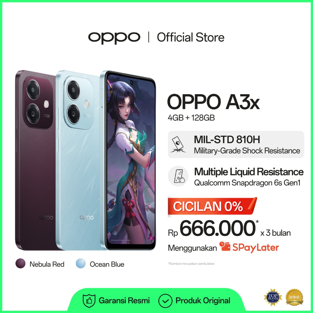 Jual OPPO A3x 4GB(+4GB)/128GB [Qualcomm® Snapdragon® 6s 4G Gen1 ...