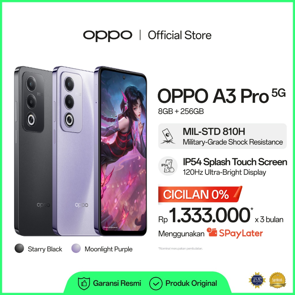 Jual OPPO A3 Pro 5G 8GB/256GB [Military-Grade Shock Resistance, 5100mAh ...