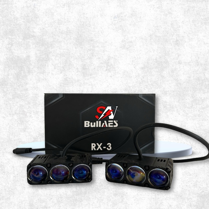 Jual AES MINI PROJI RX-3 TRIPLE LENS BLUE LENS WITH DEVIL EYE | Shopee ...