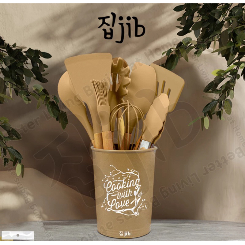 Jual JIB Silicone Utensil Set / Kitchen Silicon Utensile Set + Bucket ...