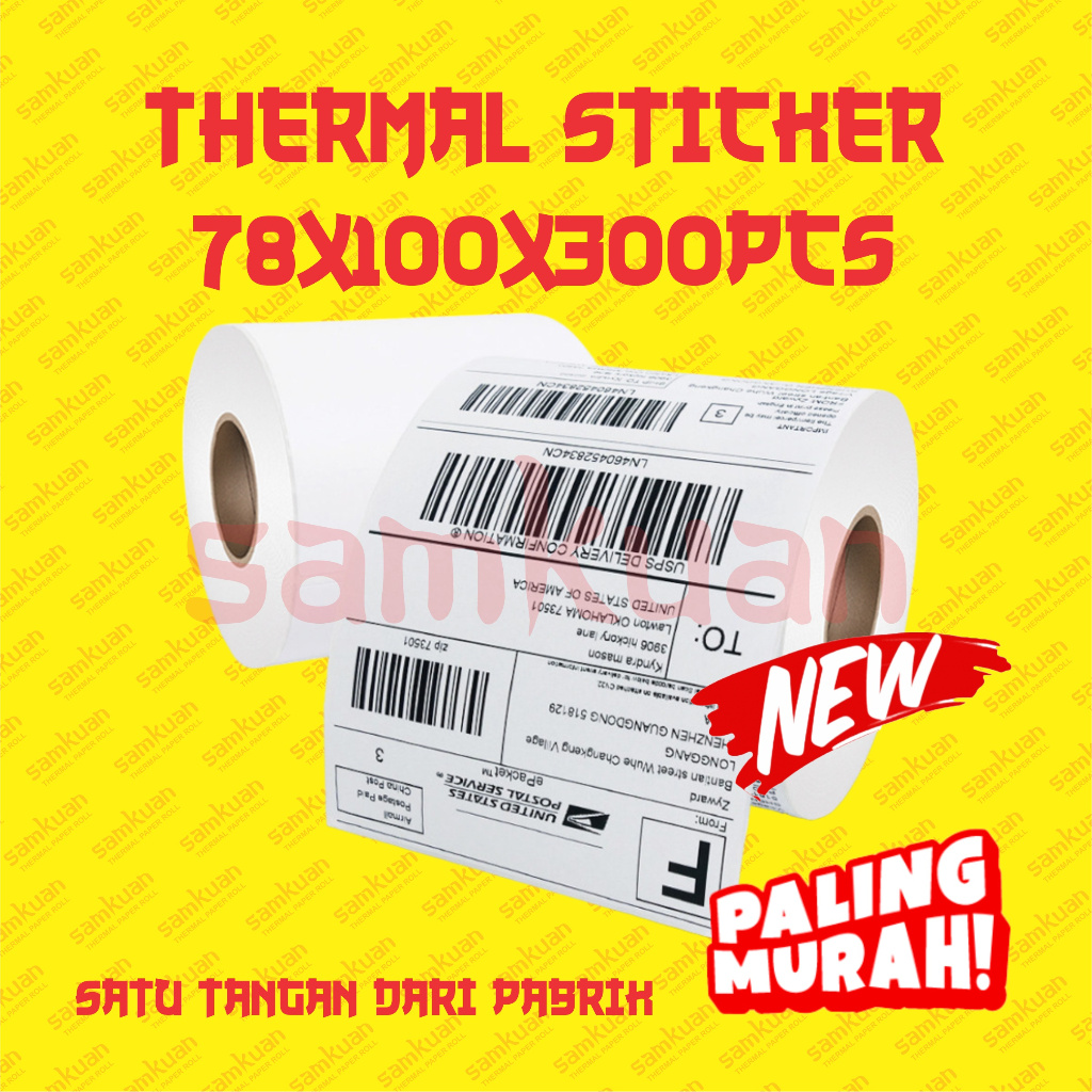 Jual KERTAS LABEL THERMAL STIKER RESI STICKER LABEL BARCODE ROLL UKURAN ...