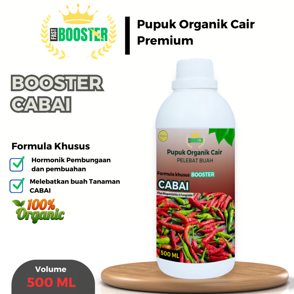 Jual Pupuk Organik Cair Cabai 500ml Booster Pelebat tanaman cabai dan memaksimalkan hasil panen ...