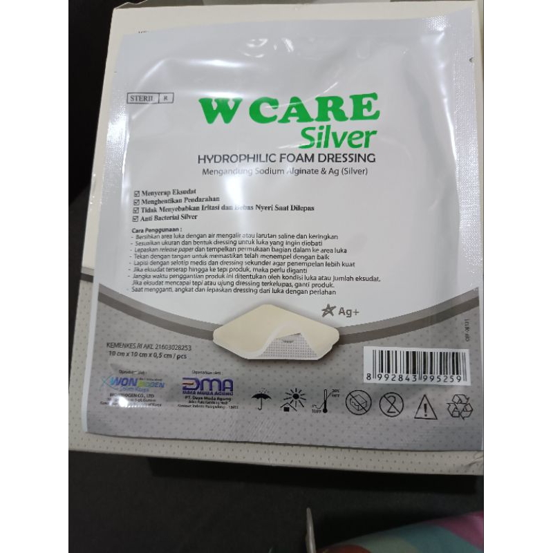 Jual w care silver hydrophilic foam dressing alginate dan ag silver 1 lembar | Shopee Indonesia