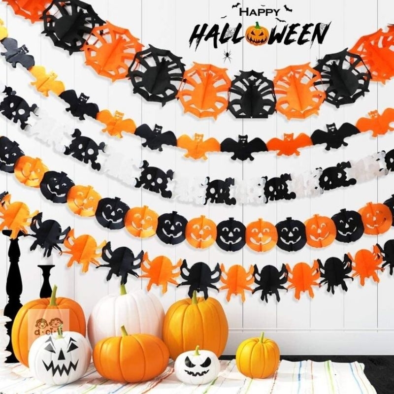 Jual MS | Garland banner halloween 3D / dekorasi halloween kertas tarik ...
