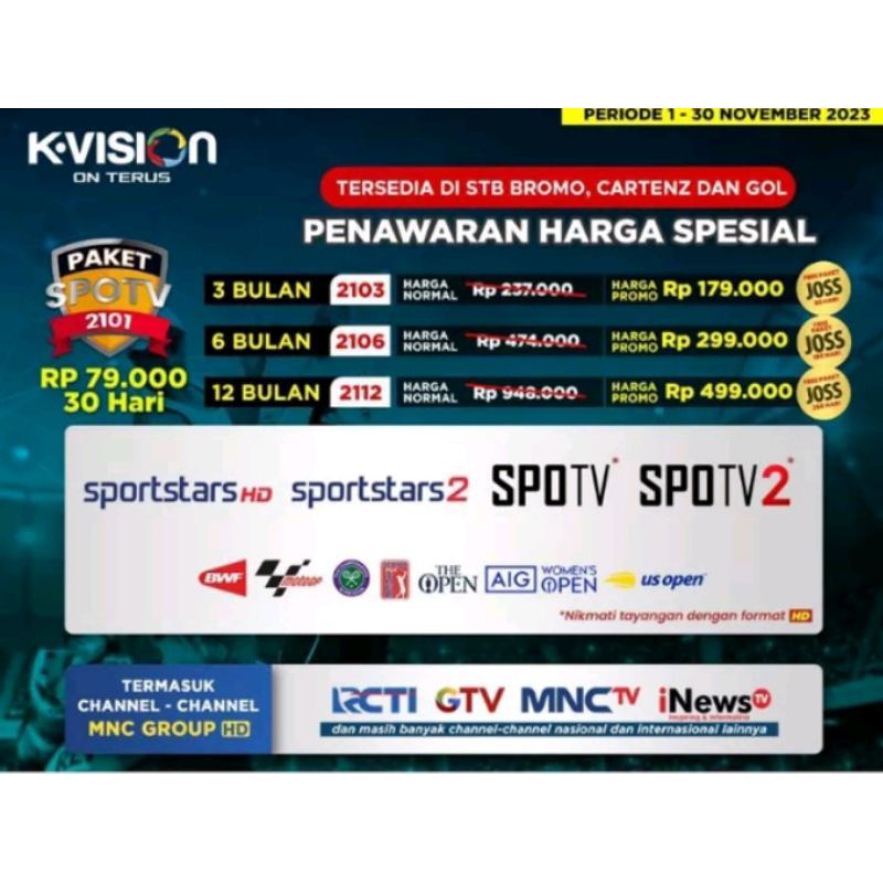 Jual paket spo tv k vision 30hari | Shopee Indonesia