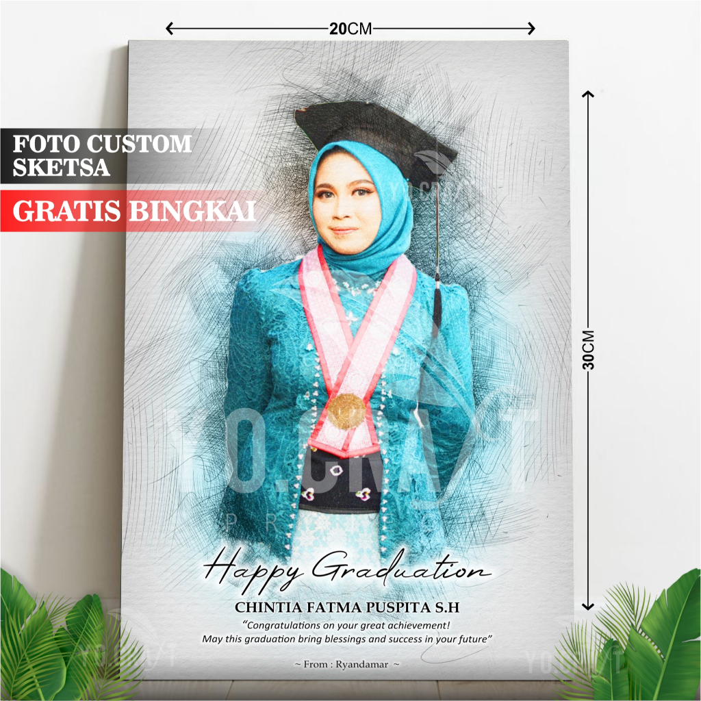 Jual Kado Foto sketsa wajah Custom ( 1HARI JADI) + Gratis Frame, Buat ...