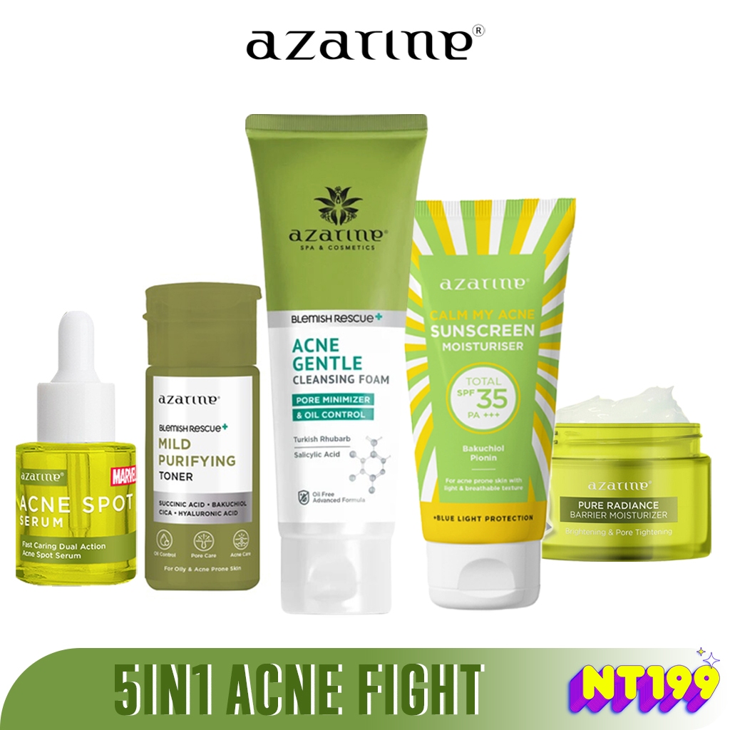 Jual AZARINE Paket Acne Lengkap 5IN1 Skincare Wajah Berjerawat ...
