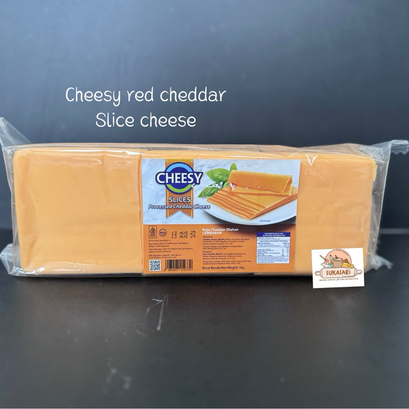 Jual Cheesy Red Cheddar Slice 1/3 kg Keju Burger Melted leleh 28 Slice ...