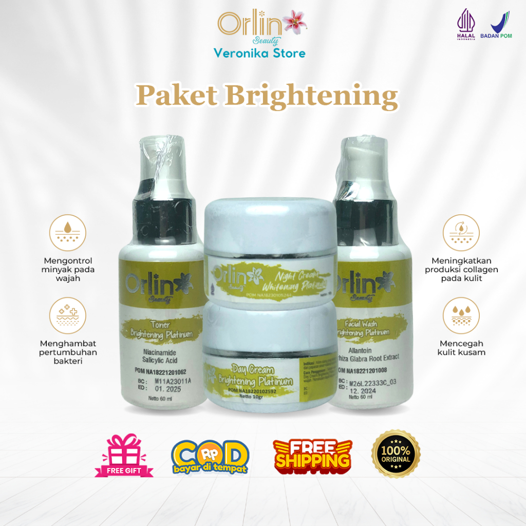 Jual Orlin Beauty Skincare Paket Brightening Platinum Mengontrol Minyak ...