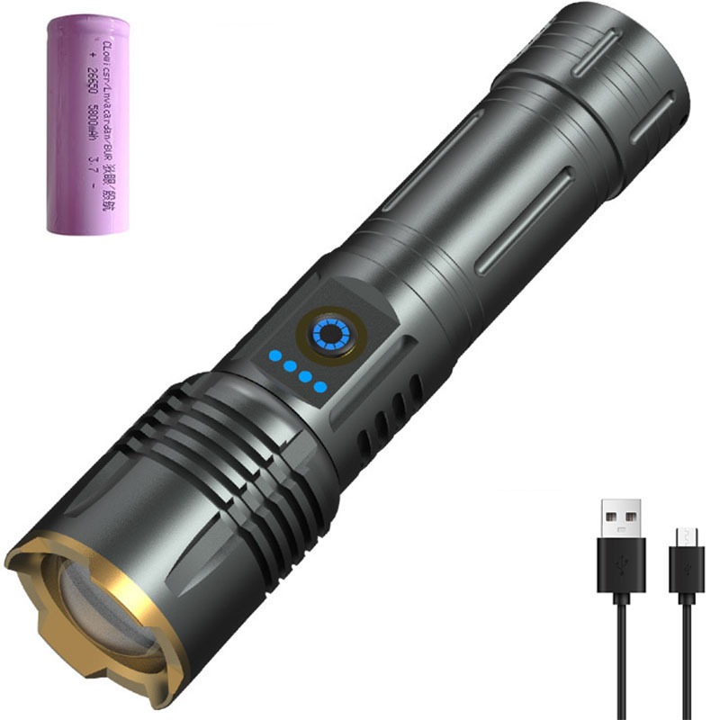 Jual Senter LED/Super Terang 5000/Zoom Flashlight/USB C Type-c 26650 ...