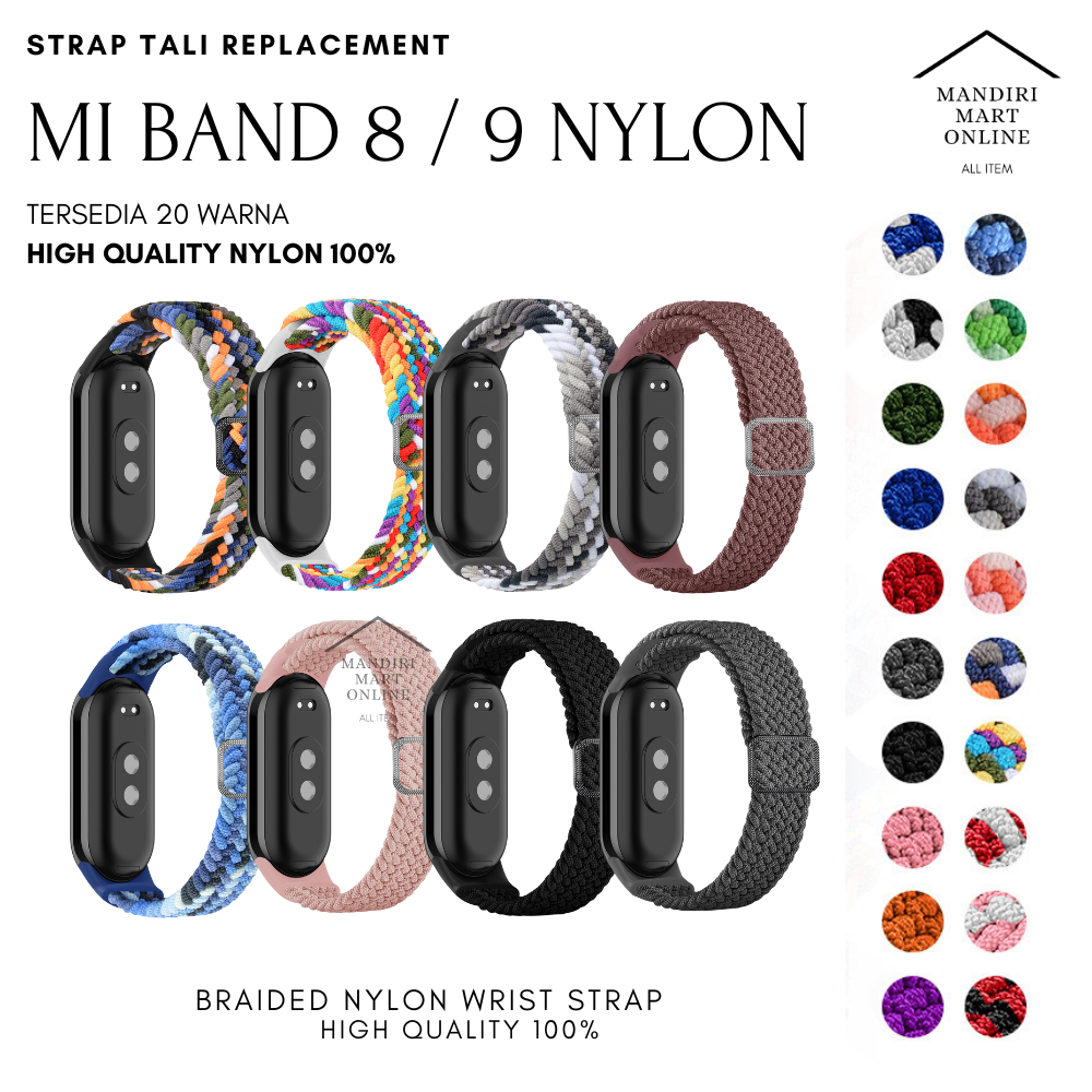 Jual Strap Xiaomi Mi Band 10 9 8 Nylon Loop Tali Pengganti Miband 8 9 10 Bahan Nilon Elastis ...