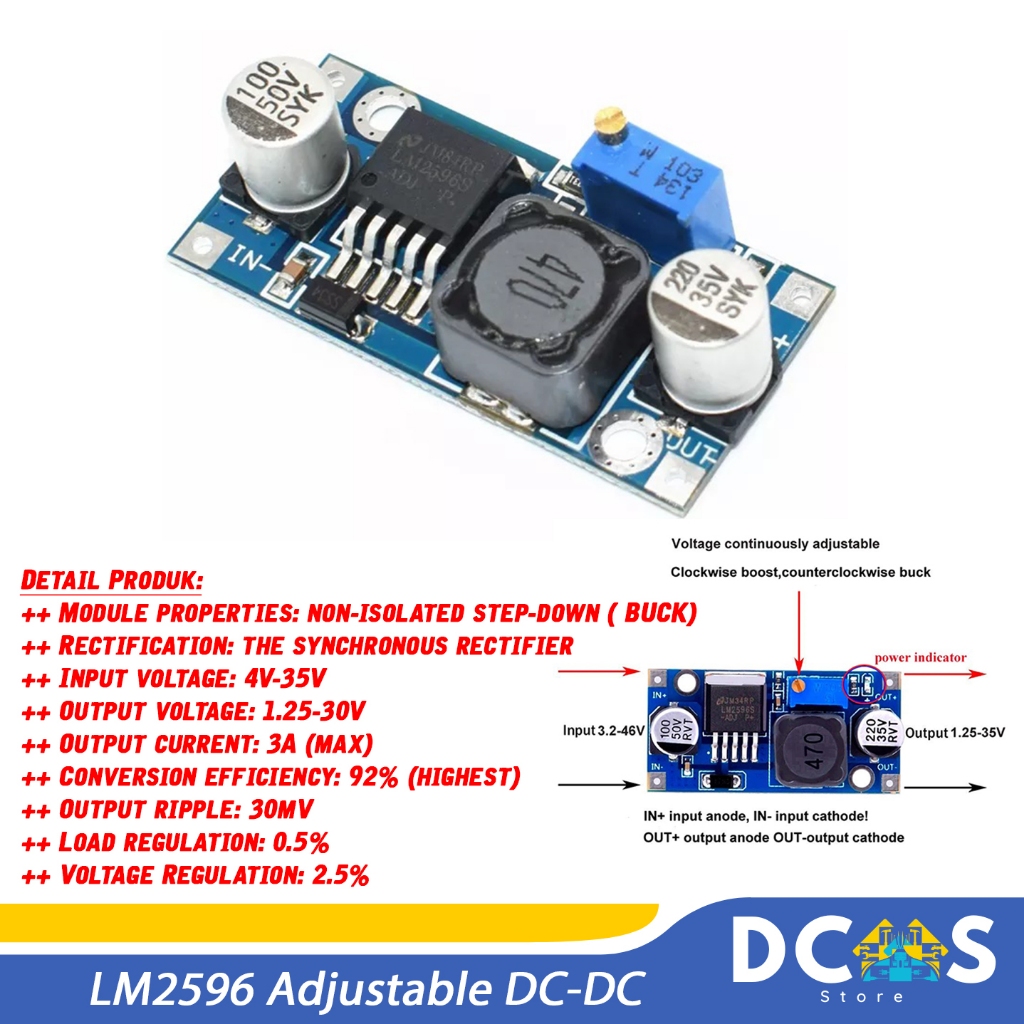 Jual LM2596 Adjustable DC-DC Step Down Module 3A LM2596S Step Down DC to DC | Shopee Indonesia