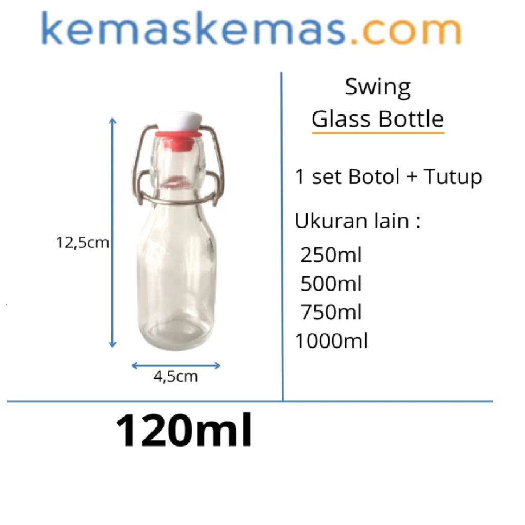 Jual 120ML Botol Kaca Swing Bottle Premium + Tutup | Shopee Indonesia