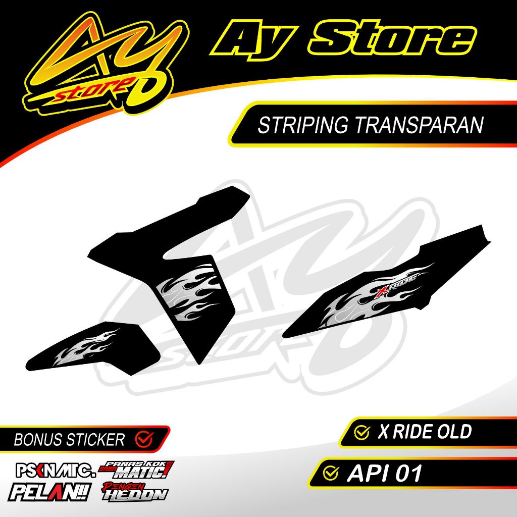 Jual STRIPING XRIDE OLD API TRANSPARAN UV BISA CUSTOM Free stiker kecil ...