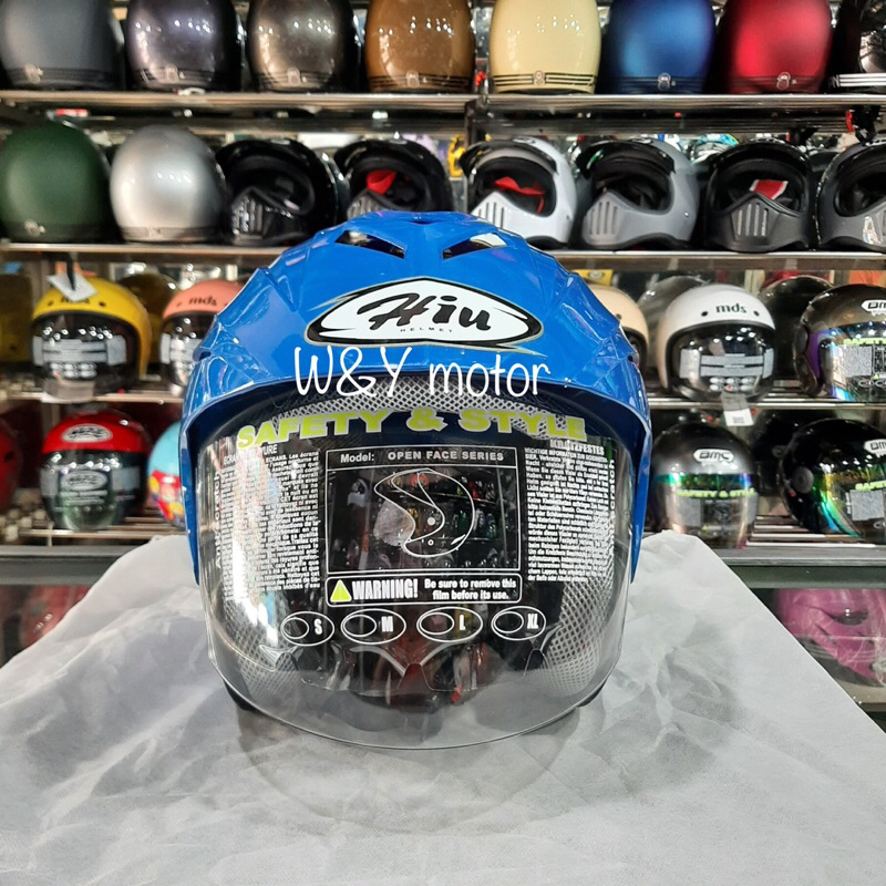Jual Helm Half Face Hiu Arrow Warna Blue Mild Glossy / Biru Mild Glossy ...