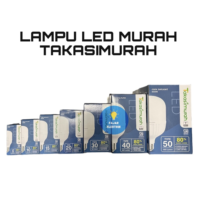 Jual Lampu Led Murah Takasimurah 5 10 15 20 30 40 50 Watt Putih | Shopee Indonesia