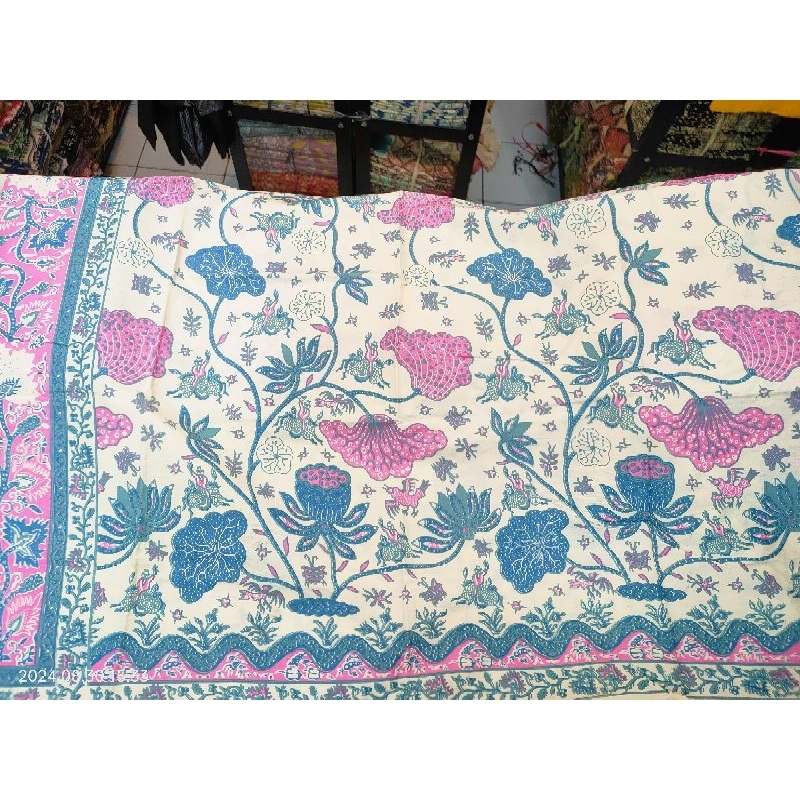 Jual (Original) Kain batik solo alusan kembang jamur tumpal pink cream ...