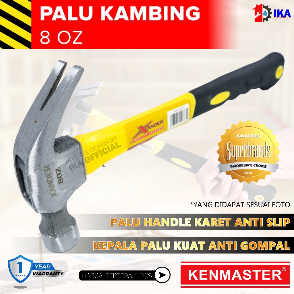Jual Xander Palu Kambing 8 oz Gagang Fiber - Claw Hammer Cabut Paku ...