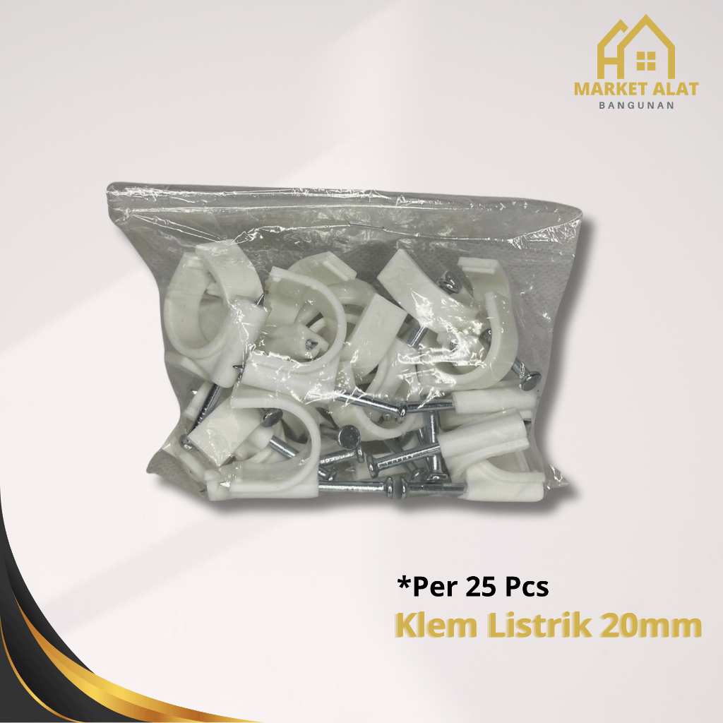 Jual (1 Bks = 25 Pcs) Klem Pipa Listrik PVC 20 MM / Klem Pipa Conduit ...