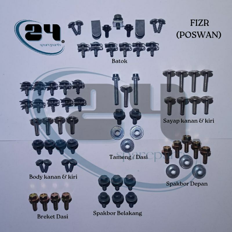Jual Baut/Baud full set body motor Yamaha FIZR (Poswan) | Shopee Indonesia