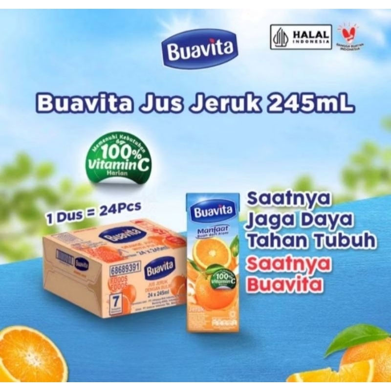 Jual Buavita Jus Asli Orange 245 ml (1 dus = 24pcs) | Shopee Indonesia