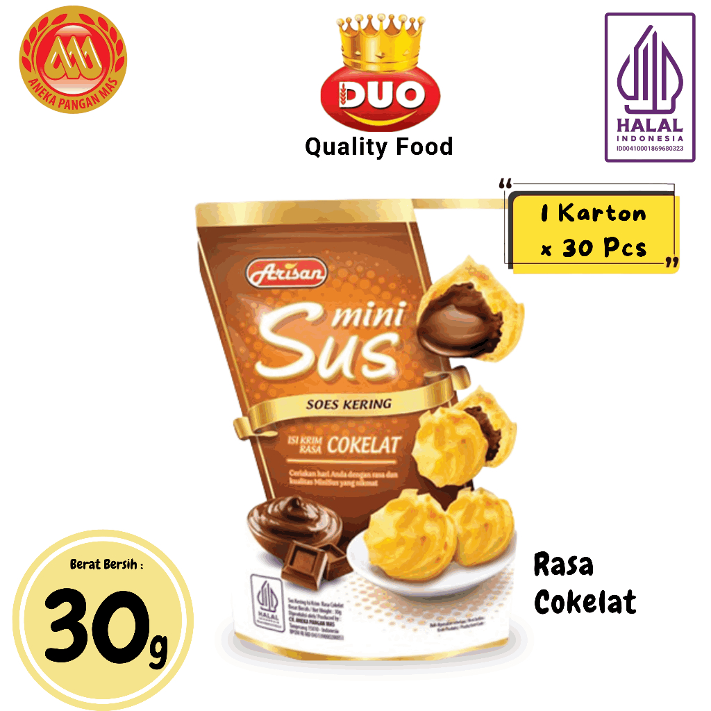 Jual DUO Arisan mini sus kue sus kering isi krim cokelat (1 Karton x 30 ...