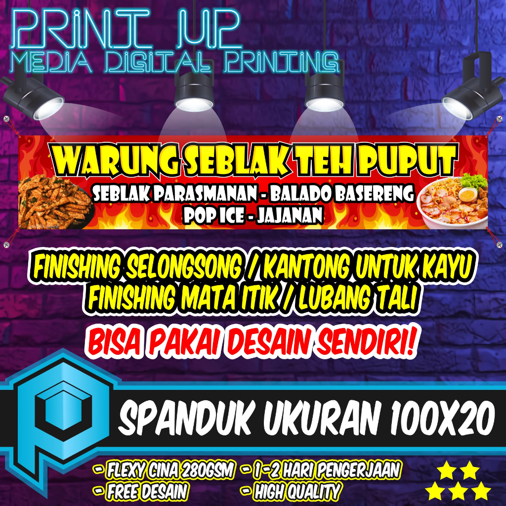 Jual BANNER SPANDUK SEBLAK UKURAN 100X20 / BANNER SPANDUK CUSTOM UKURAN ...
