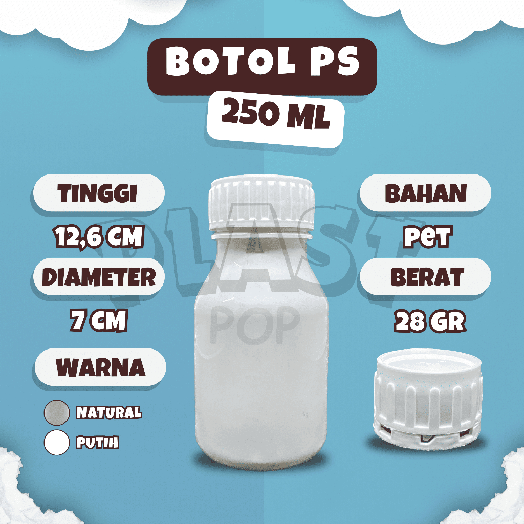 Jual Botol PS 250cc 28 Gram Drat dan Segel PET | Shopee Indonesia