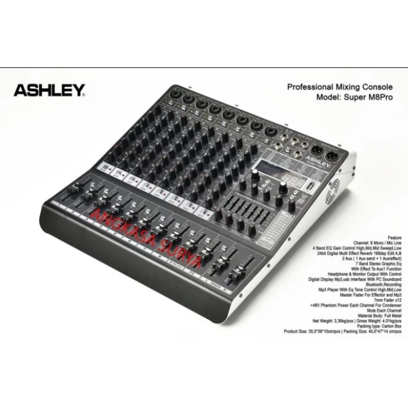 Jual mixer Ashley SUPER M8 PRO original/mixer 8 channel Ashley super m8 ...