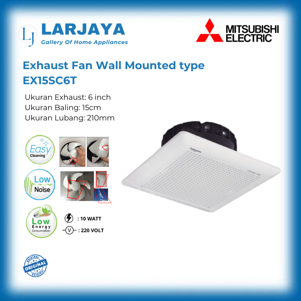 Jual Mitsubishi Exhaust Fan Plafon EX-15SC6T | Ventilator Fan Kipas ...