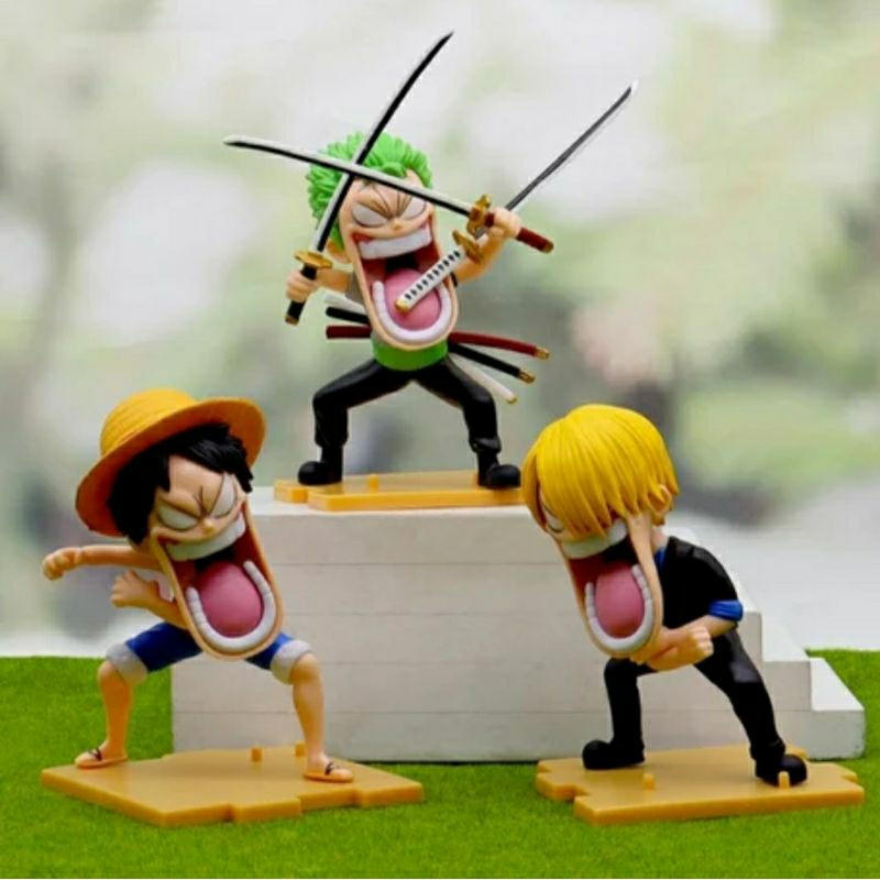 Jual Action Figure Luffy Zoro Sanji Chibi Trio Set Angry Ver Design ...