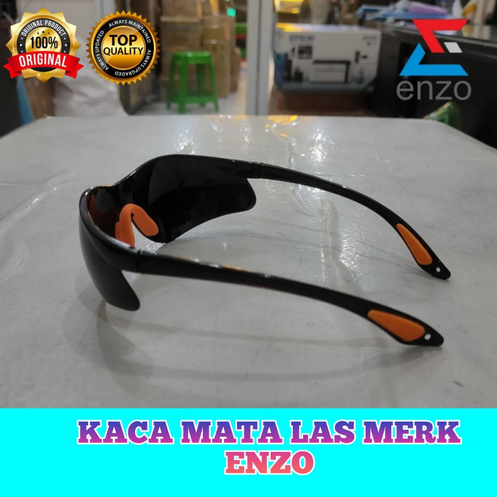 Jual Kacamata Safety Glasses Fashion Hitam ENZO Motor Las Gerinda Hitam ...