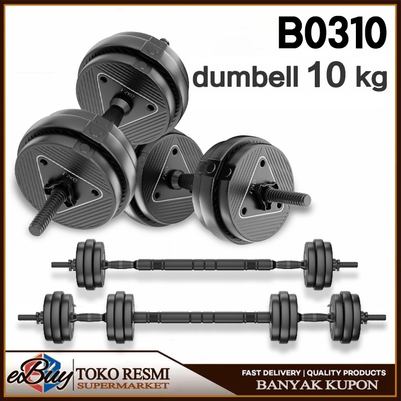 Jual e-Buy【Spot】 Dumbbell Barbell Set 10 KG Peralatan Fitness Dumbbell Barbell 2 IN 1 | Shopee ...