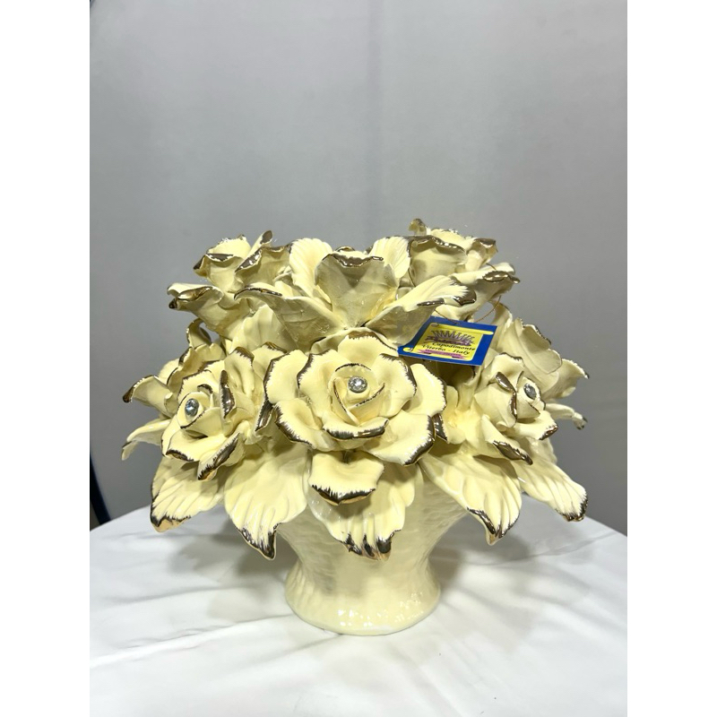 Jual bunga italy cream mekar keramik | Shopee Indonesia