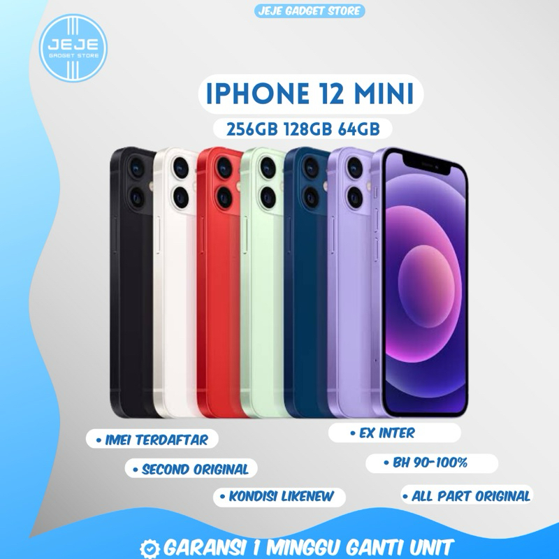 Jual IPHONE 12 MINI imei Terdaftar 256GB 128GB 64GB FULLSET SECOND MULUS LIKENEW 100% ORIGINAL ...