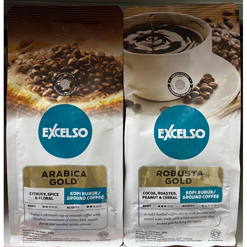 Jual Excelso Arabica&Robusta Gold Kopi Bubuk 200g Pouch | Shopee Indonesia