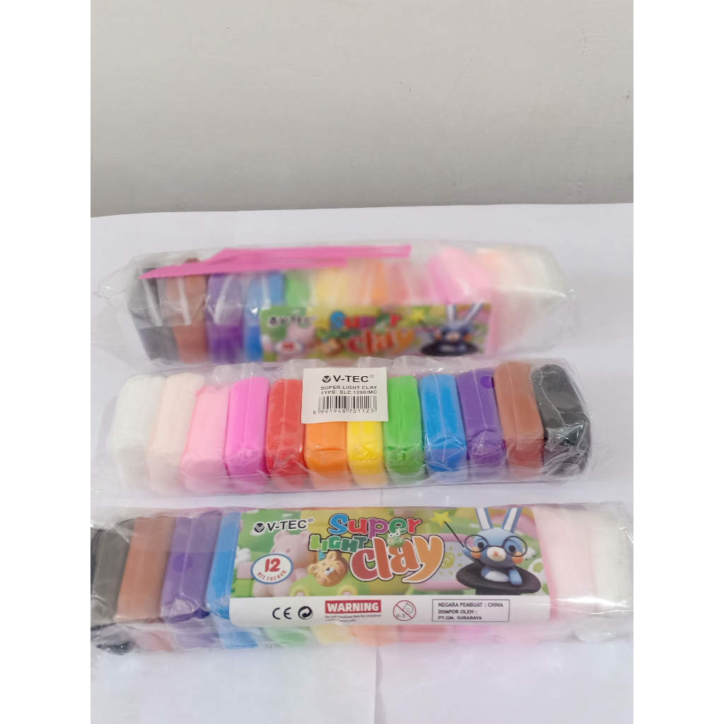 Jual [ Pak isi 12 ] Magic Clay Polymer Plastisin Super Light Clay 12 ...