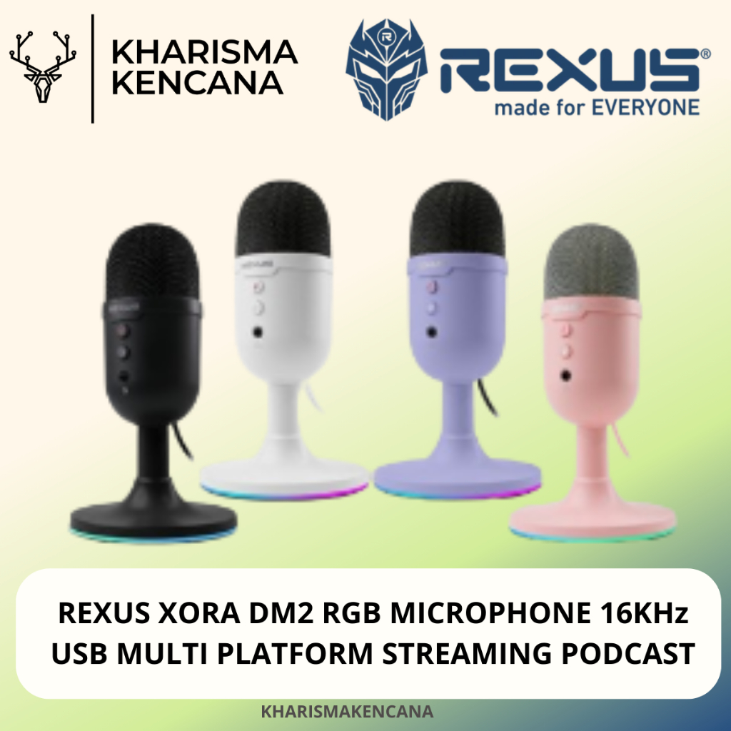 Jual REXUS XORA DM2 RGB MICROPHONE 16KHz USB MULTI PLATFORM STREAMING ...
